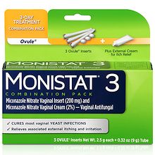 Monistat 3 Day Ovule Inserts Plus External Cream Combination Pack ...