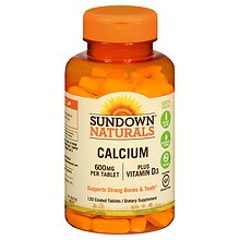 Sundown Naturals Calcium plus Vitamin D3, 600mg, Tablets | Walgreens