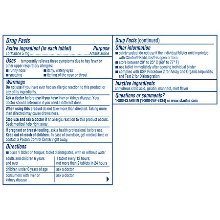 Claritin Label
