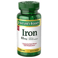 100-Count Natures Bounty Iron, 65mg, Tablets