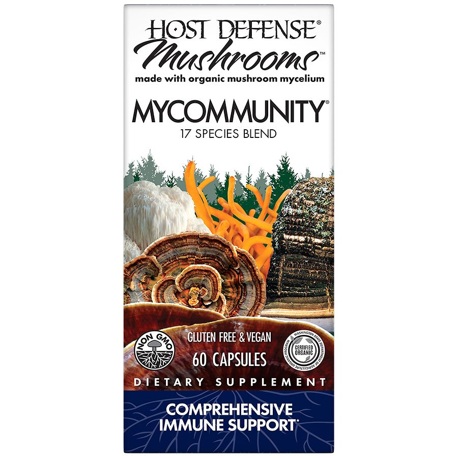 Host Defense MyCommunity Mushroom Supplement Capsules for Immune ...