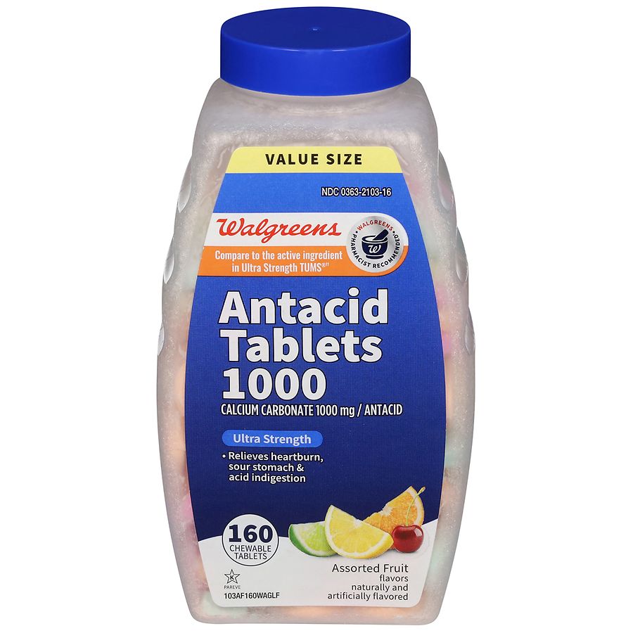 Walgreens Ultra Strength Antacid Tablets 1000 Chewable Tablets Assorted ...