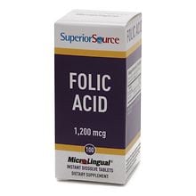 Superior Source Folic Acid 1200mcg Extra Strength, Dissolve Tablets ...