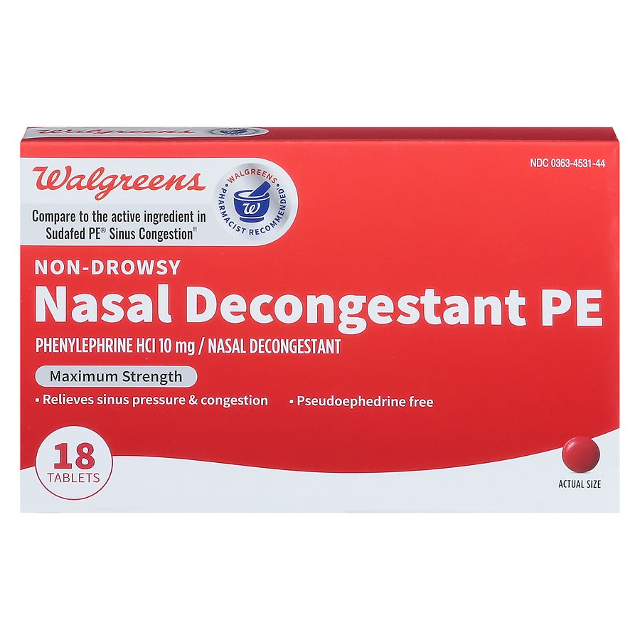 Walgreens Non-Drowsy Nasal Decongestant PE Tablets | Walgreens