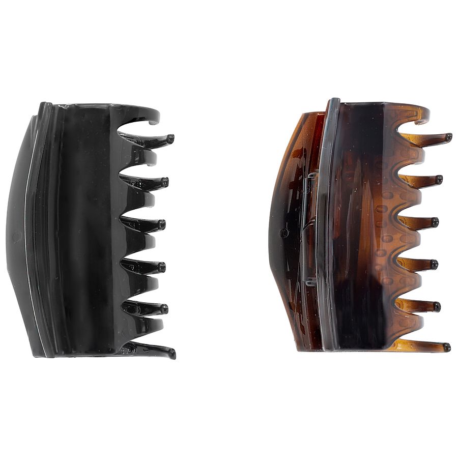 Scunci No-Slip Grip Covered Hinge Jaw Clips Small Black & Tortoise ...