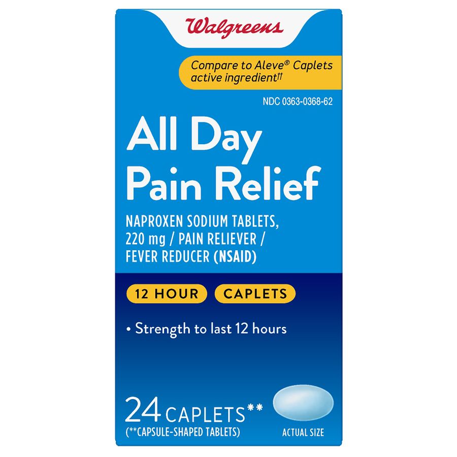 Walgreens All Day Pain Relief, Naproxen Sodium Caplets, 220 mg | Walgreens