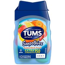 Tums Antacid Chewable Tablets, Smoothies for Heartburn Relief Assorted ...