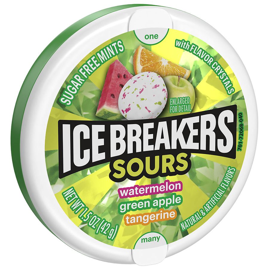 ICE BREAKERS Sours Assorted Fruit Sugar Free Mints Puck Watermelon ...