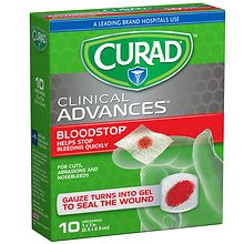Curad Blood Stop Sterile Packets 1 x 1 in (25 x 25 mm) White | Walgreens