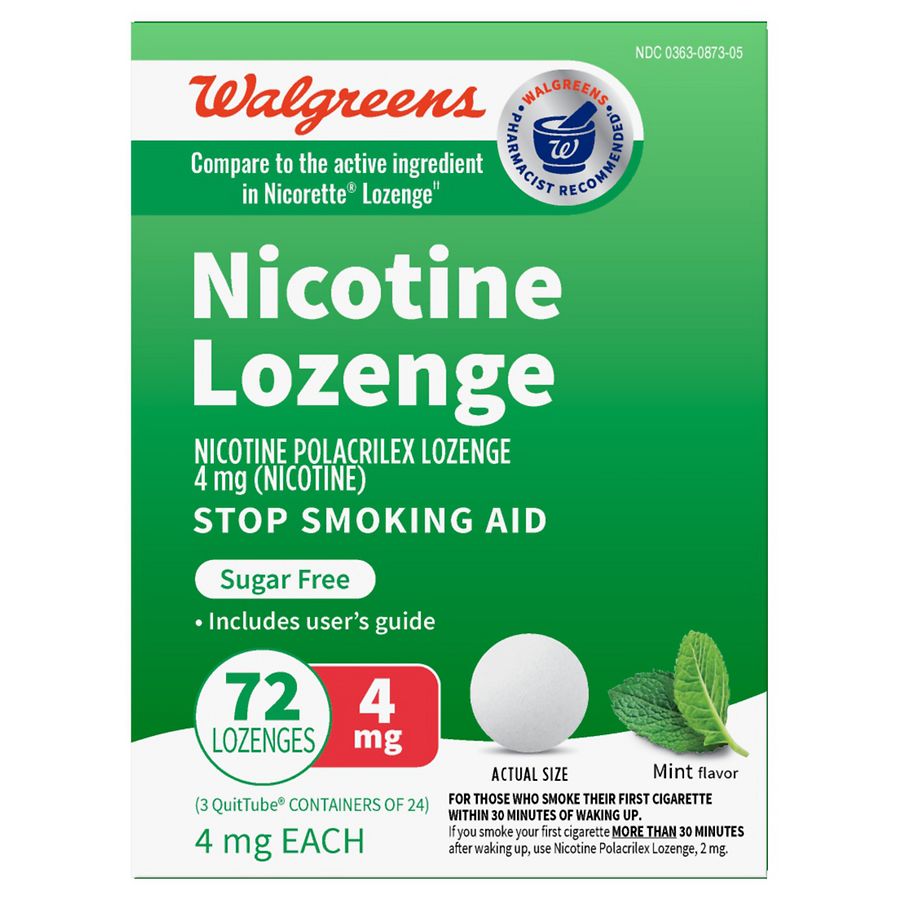 Walgreens Nicotine Polacrilex Lozenge, 4 mg Mint | Walgreens