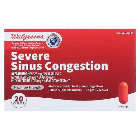 Walgreens Maximum Strength Severe Sinus Congestion Caplets Walgreens