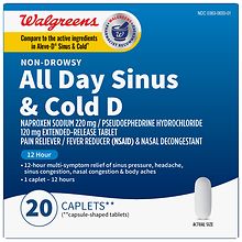 Walgreens Non-Drowsy All Day Sinus & Cold D, Naproxen, Pseudoephedrine ...