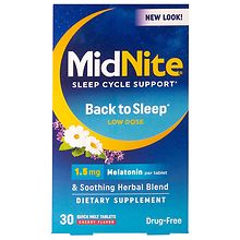Midnite Drug-Free Sleep Aid Supplement, 1.5mg Melatonin + Herbs Cherry ...