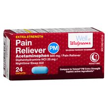 Walgreens Extra Strength Pain Reliever PM Caplets | Walgreens