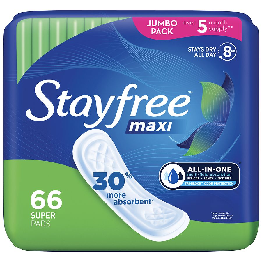 Stayfree Maxi Pads Without Wings Super Absorbency Unscented, Super ...