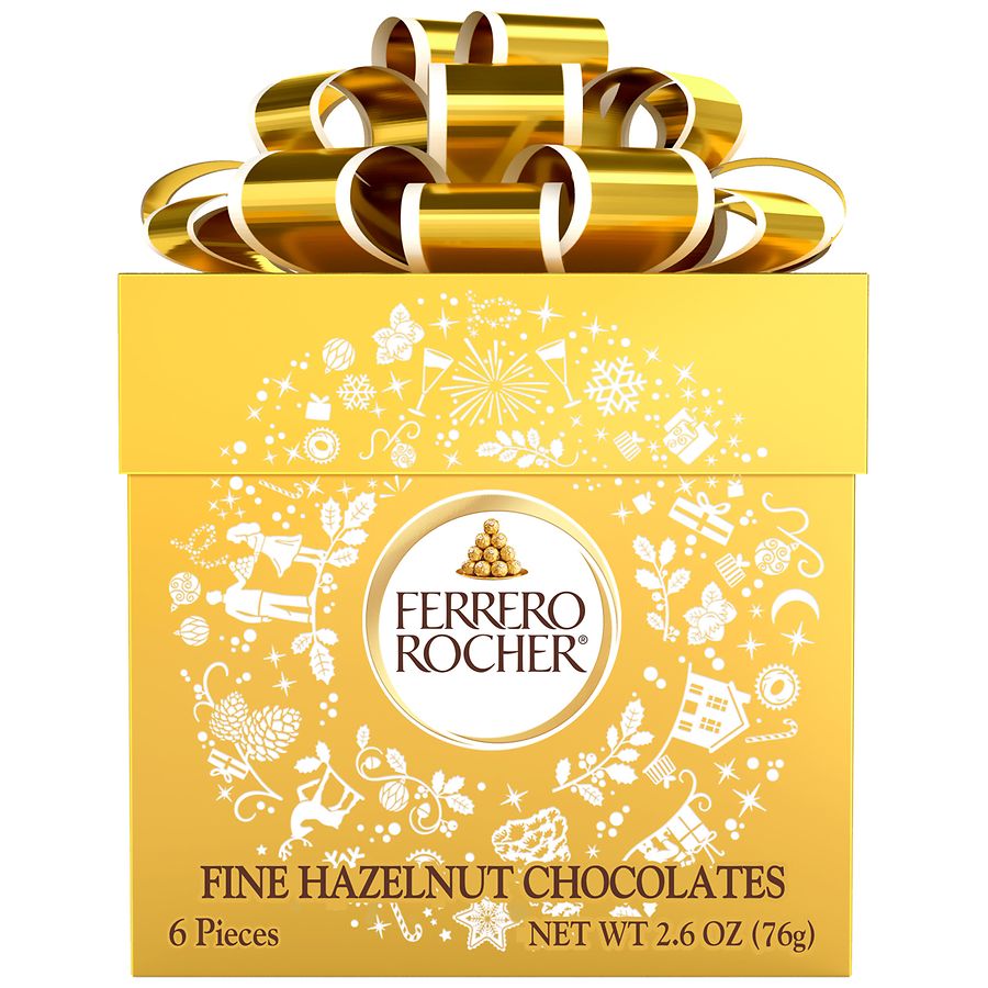 Ferrero Rocher Premium Gourmet Milk Chocolate Hazelnut, Holiday Cube ...