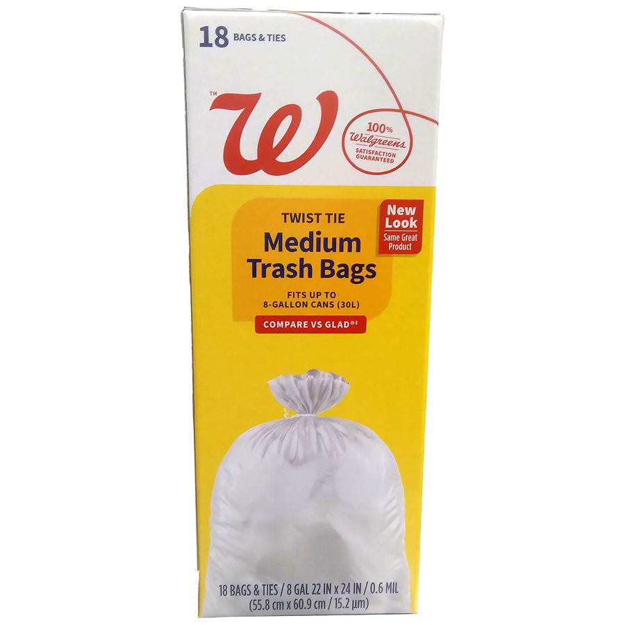 Walgreens Twist Tie Medium Trash Bags 8-Gallon White | Walgreens