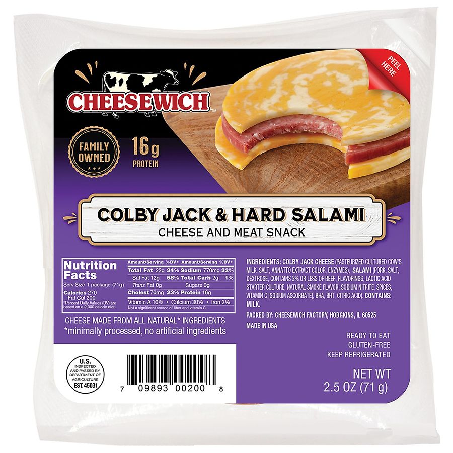 Cheesewich Cheese and Meat Snack Colby Jack & Salami | Walgreens