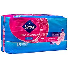 Saba Ultra Invisible Thin Pads With Wings | Walgreens