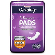 Certainty Women's Bladder Control Pads, Maximum Absorbency, Long Length ...