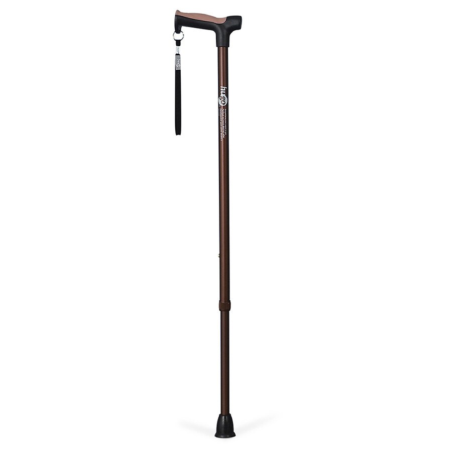 Hugo Adjustable Derby Handle Cane with Reflective Strap, Cocoa | Walgreens