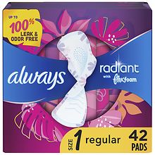 Always Radiant Pads, Regular, with Wings Clean Scent, Size 1 | Walgreens
