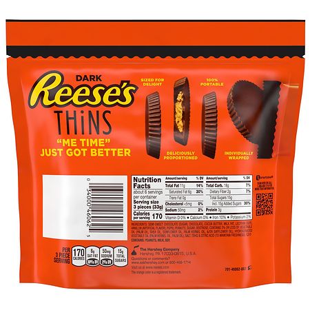 REESE S THiNS Peanut Butter Cups Candy Share Pack Dark Chocolate Walgreens