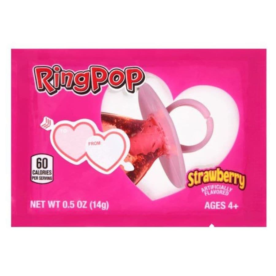 Ring Pop Valentine's Day Heart Shaped Candy Lollipop Strawberry Red and ...
