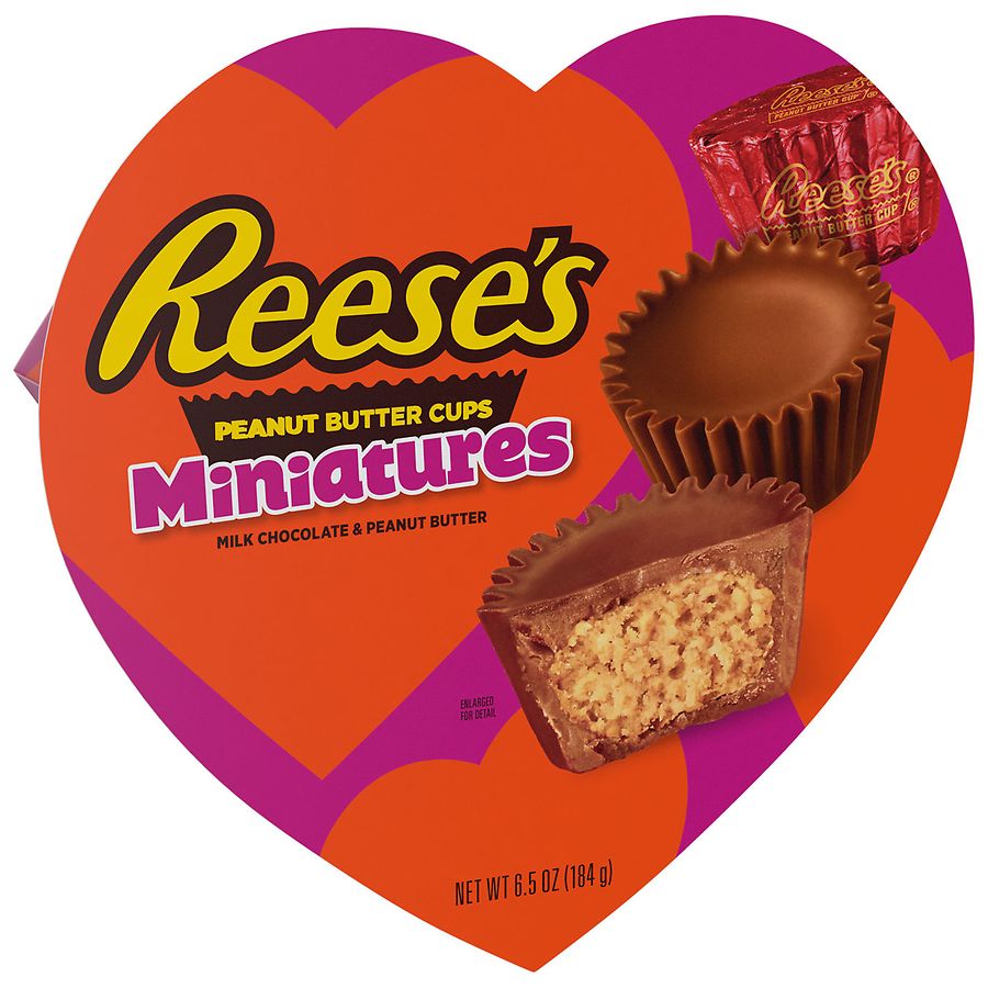 REESE'S Miniatures Milk Chocolate Peanut Butter Cups Candy, Heart Box ...