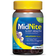 Midnite Drug-Free Sleep Aid Gummies, 3mg Melatonin + Herbs Cherry ...