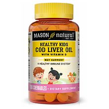 Mason Natural Kids Cod Liver Oil with Vitamin D Chewable Tablets Orange ...
