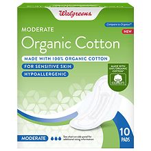 Walgreens Organic Cotton Moderate Pads with Wings | Walgreens