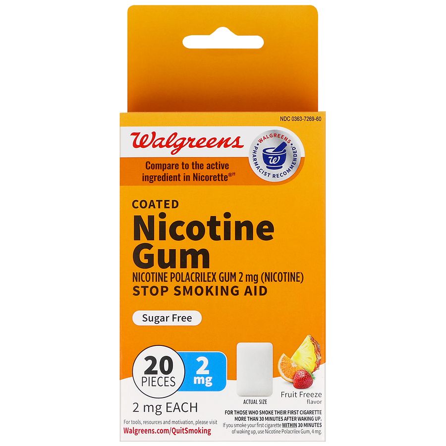 Walgreens Coated Nicotine Gum 2 mg Fruit Freeze | Walgreens