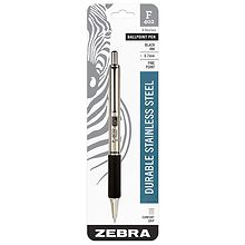 Zebra Stainless Steel Ballpoint Pen, Medium 0.7mm Black | Walgreens