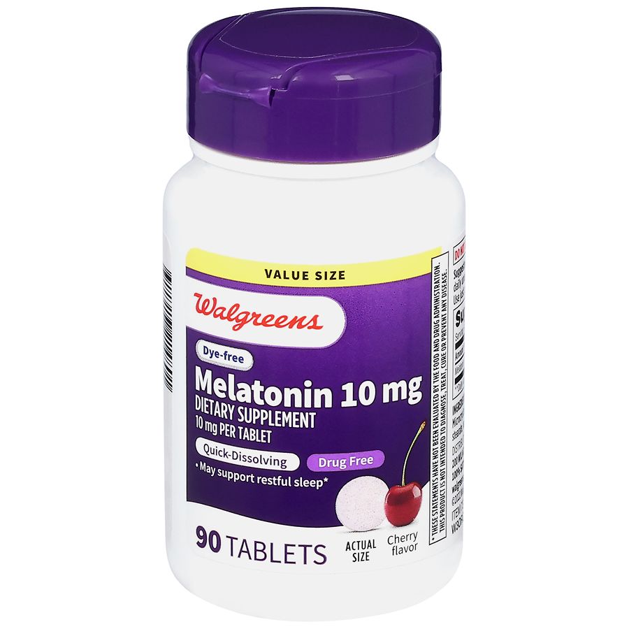 Walgreens Melatonin 10 mg Quick-Dissolving Tablets Dye-Free Cherry ...