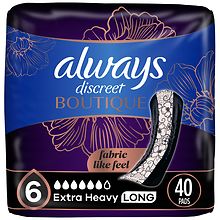 Always Discreet Boutique Incontinence Pads, Extra Heavy Absorbency Long ...