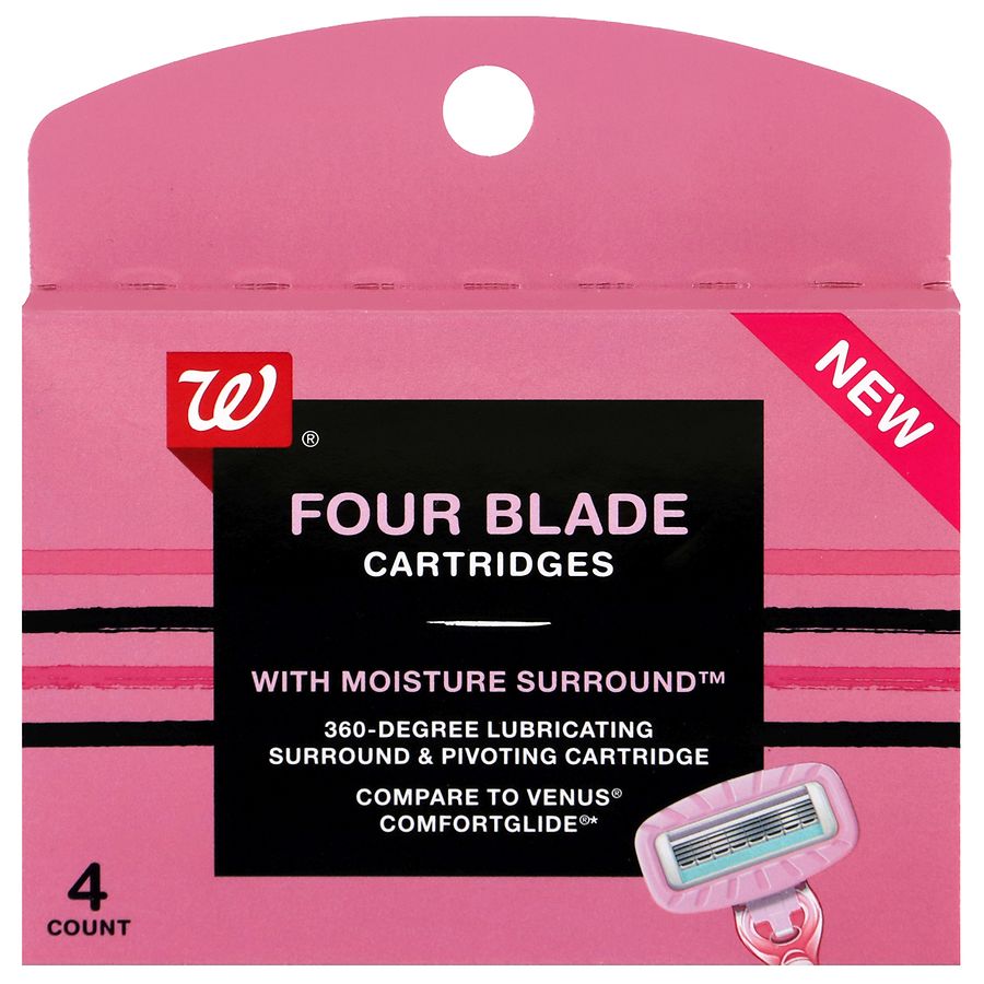 Walgreens Women's Four Blade Cartridges With Moisture Surround Pink ...