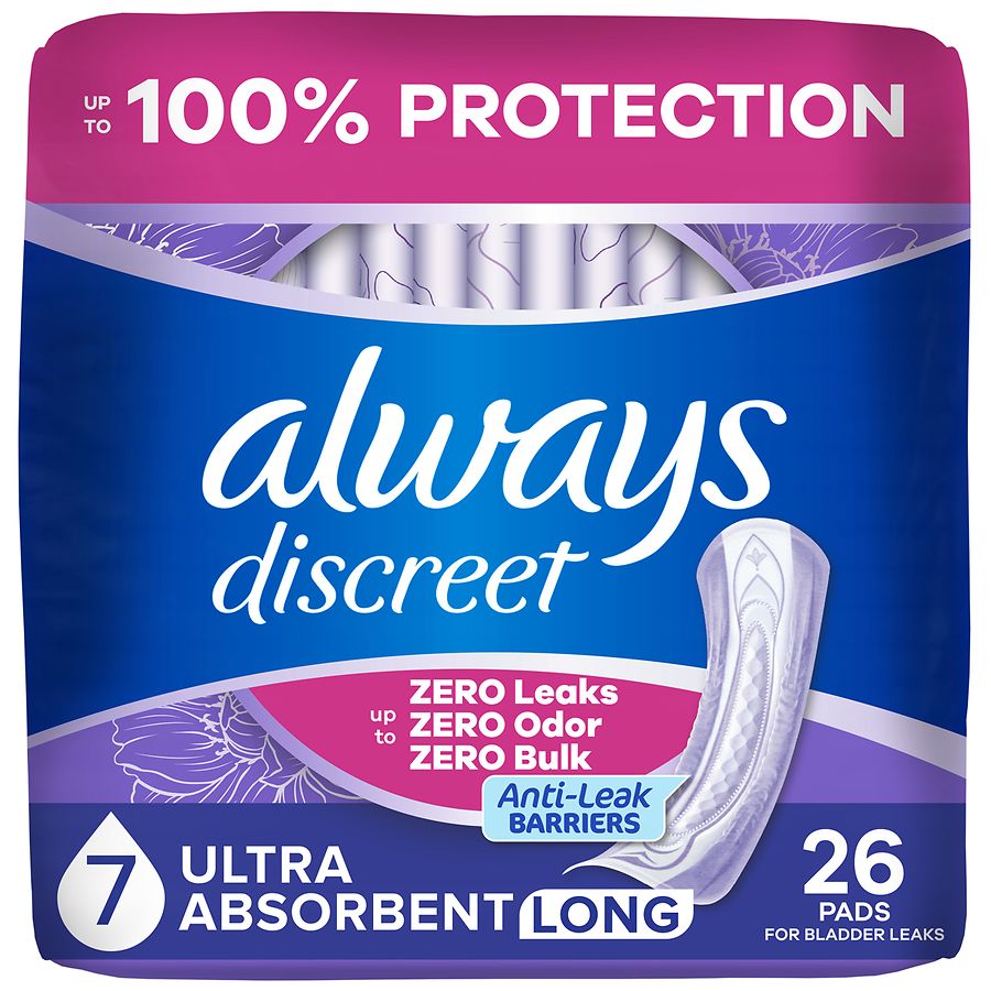 Always Discreet Adult Incontinence Pads for Women, Postpartum Ultimate ...