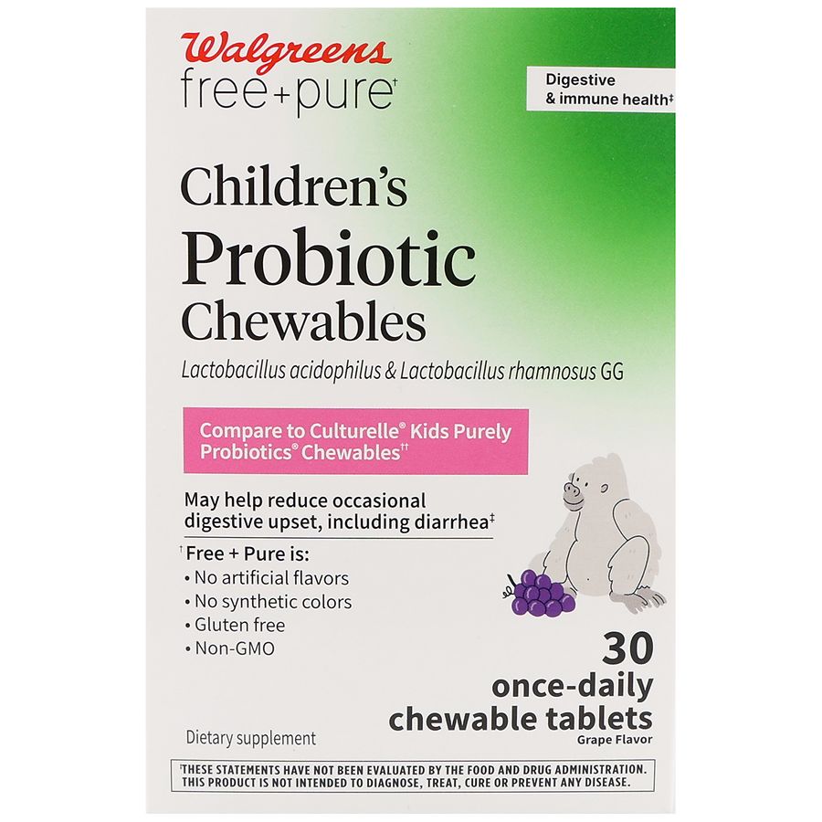Walgreens Free & Pure Children's Probiotic Chewables Tablets Grape ...