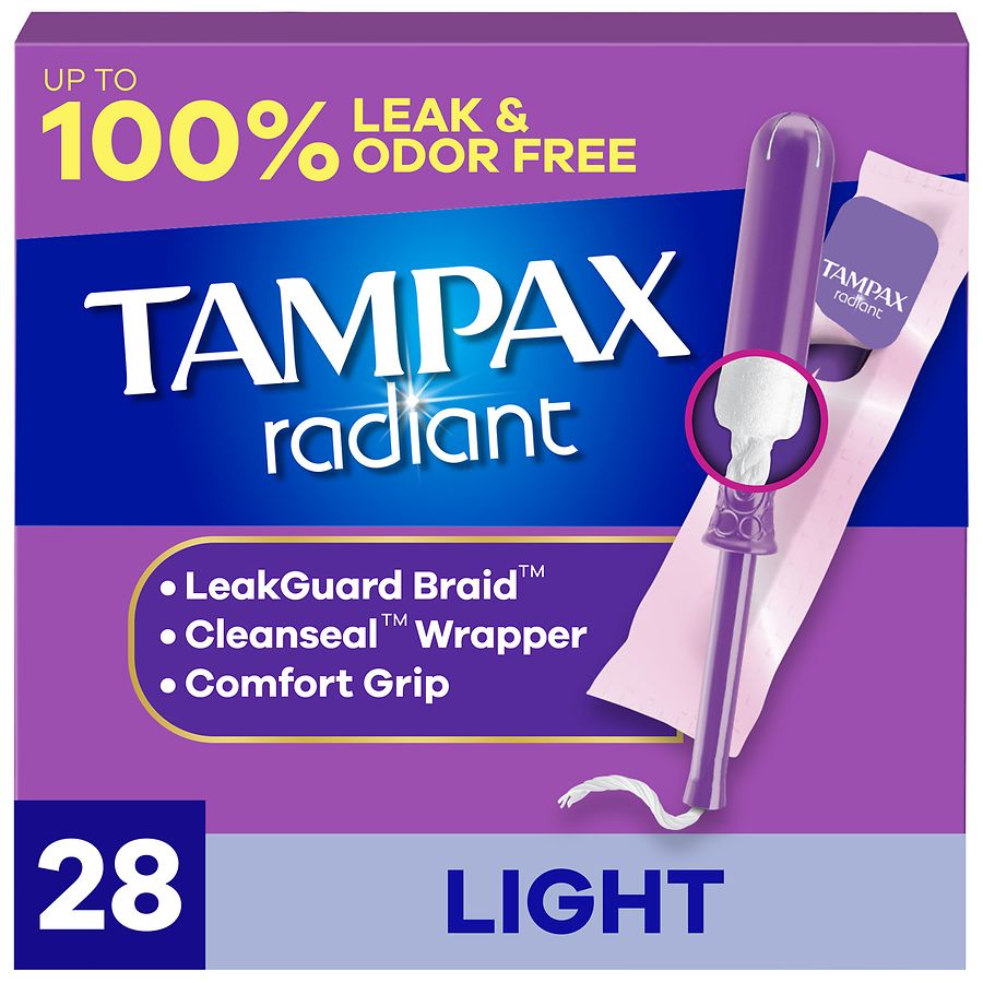 Tampax Radiant Tampons with LeakGuard Braid No Scent | Walgreens
