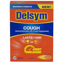 Delsym Maximum Strength Fast Release Cough Suppressant Caplets, Lasts up to 8 Hour | Walgreens