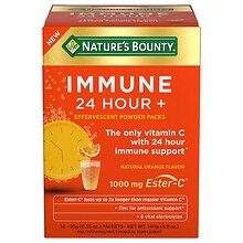 Nature's Bounty Immune 24 Hour + Effervescent Powder Packs Orange ...