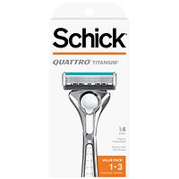 Schick Quattro Titanium Mens Razor 1 Handle w/3 Refill