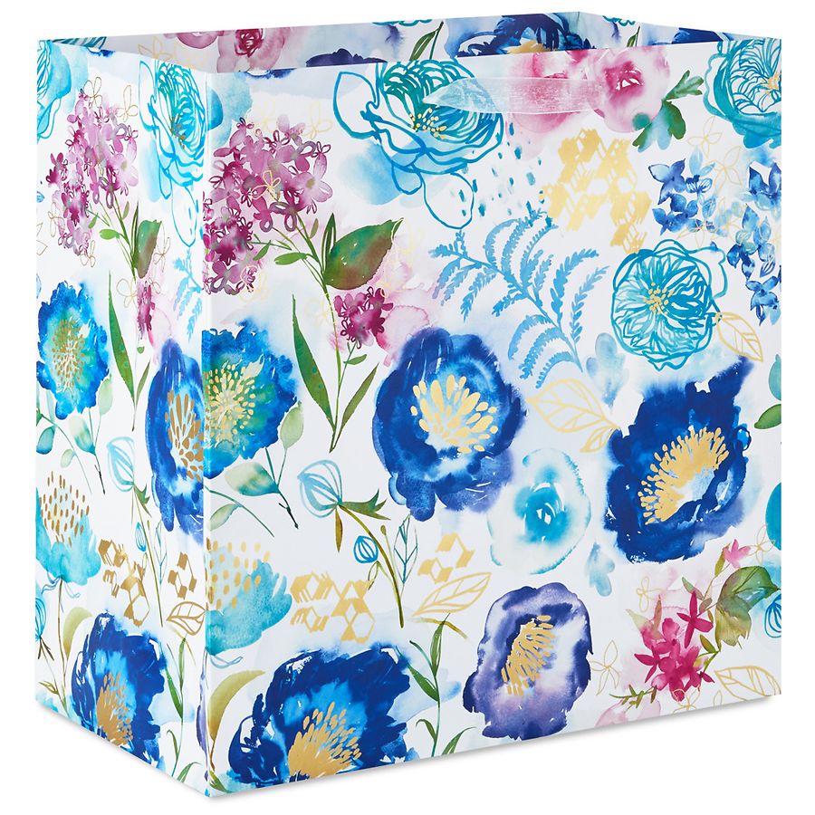 Hallmark Extra-Deep Gift Bag, Floral Blue | Walgreens