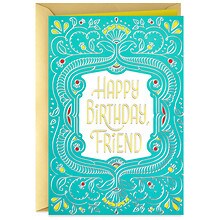 Hallmark Golden Thread Birthday Card for Friend, Turquoise and Yellow ...
