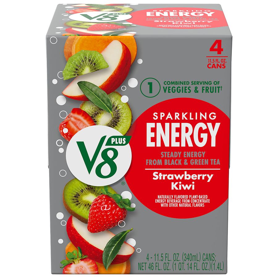 V8 Plus Sparkling Energy Drink Strawberry Kiwi | Walgreens