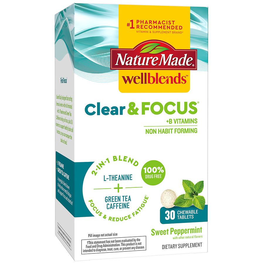 Nature Made WellBlends Clear & Focus Chewable Tablets Sweet Peppermint ...
