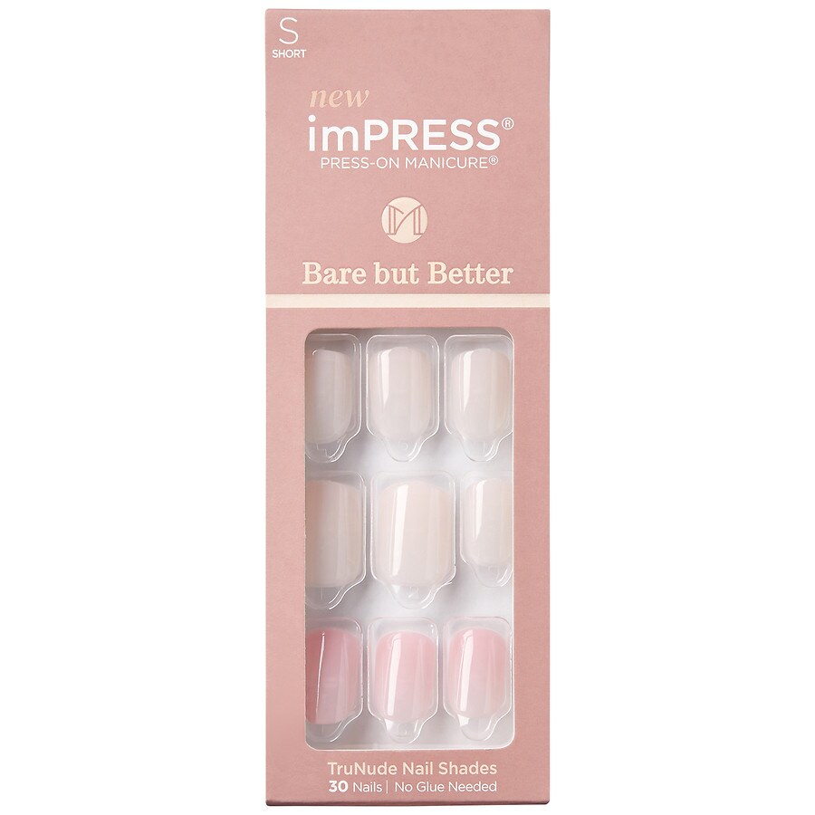 Kiss imPRESS Bare But Better Press-On Manicure Fake Nails, Effortless ...