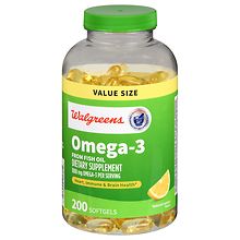 Walgreens Omega-3 1000 mg Softgels (200 days) Natural Lemon | Walgreens