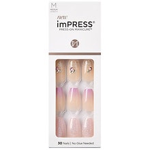 Kiss imPRESS imPRESS Medium Length Press-On Manicure Fake Nails, Purple ...